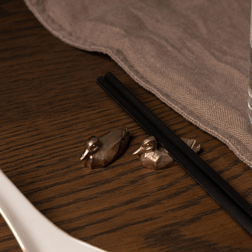 Handcrafted Bronze Duck Chopstick Rest: Luxury Home Accessories – G W Lunt